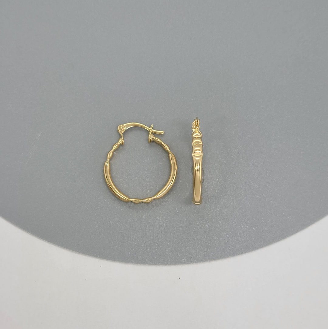 Wavy Hoops, 18K Gold Filled Hoops, Carved Earrings, Thin Hoops ...