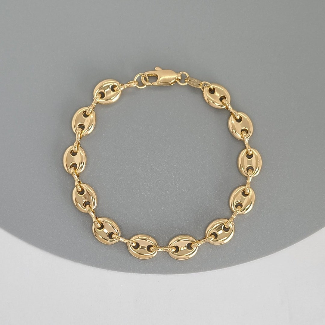 Mariner Puff Bracelet, 18K Gold Filled Bracelet, Mariner Link, Hollow ...