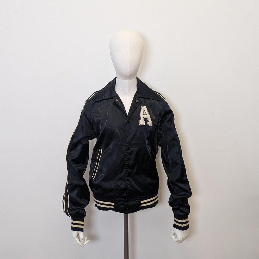 Vintage Style Letterman Varsity Jacket Embroidered Black & White, From ...