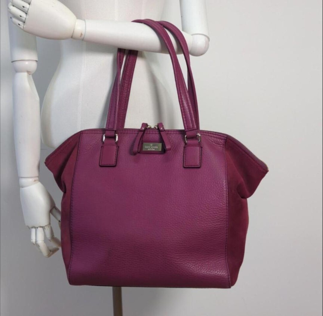 Kate Spade Plum Pebbled Leather Satchel Tote - Etsy