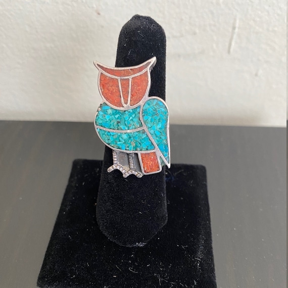 vintage owl ring inlay - Gem