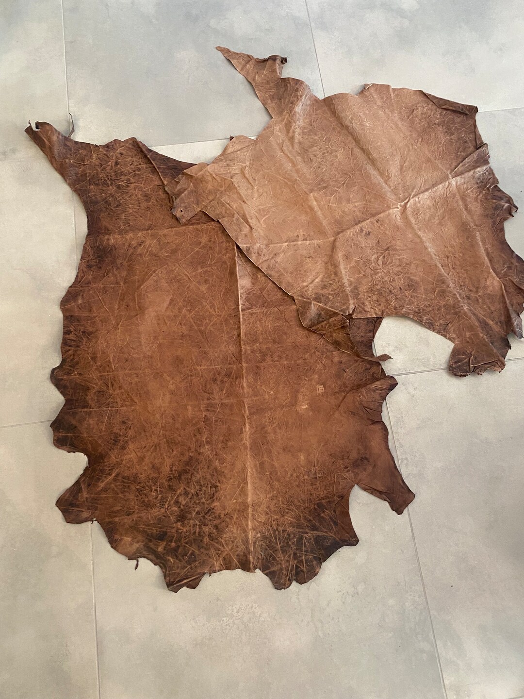 Waxed Fashion Texture Brown Leather Lamb Skin - Etsy