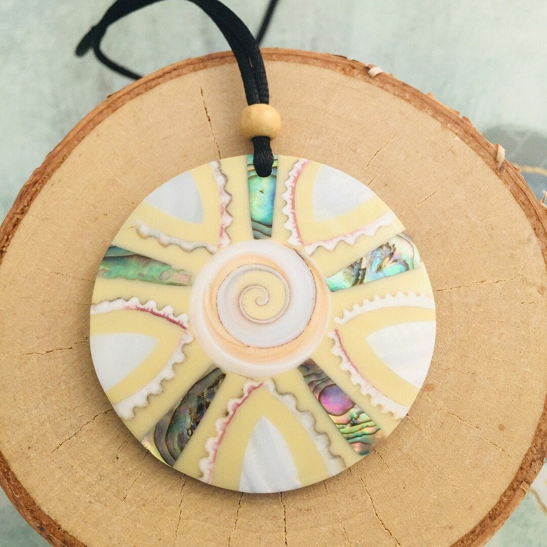 Shiva Shell Necklace: Abalone, Mother of Pearl & Cone Shell Pendant - Etsy