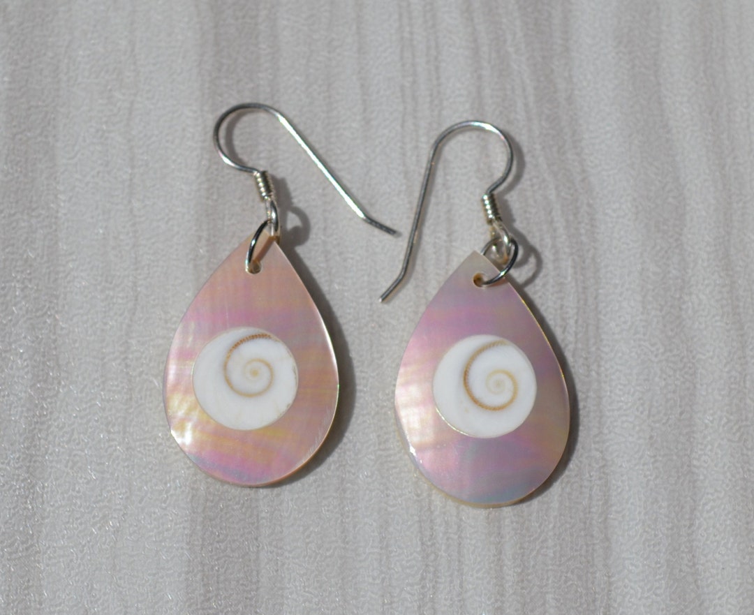 Small Shiva Shell Earrings, Sterling Silver Dangling Earrings, Jewelry ...