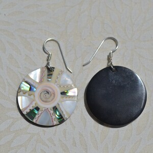 White Mother of Pearl, Abalone, Shiva, Cone Shell Earrings,sterling ...
