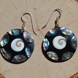 Natural Abalone Shell, Shiva Shell Circle Earrings, Sterling Silver ...