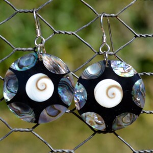 Natural Abalone Shell, Shiva Shell Circle Earrings, Sterling Silver ...