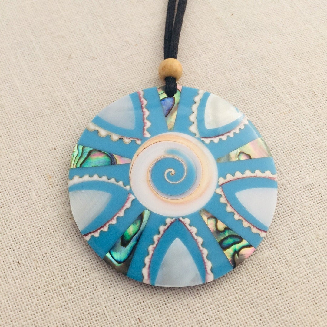 Blue Shiva Shell Necklace: Abalone, Cone & Mother of Pearl Pendant - Etsy