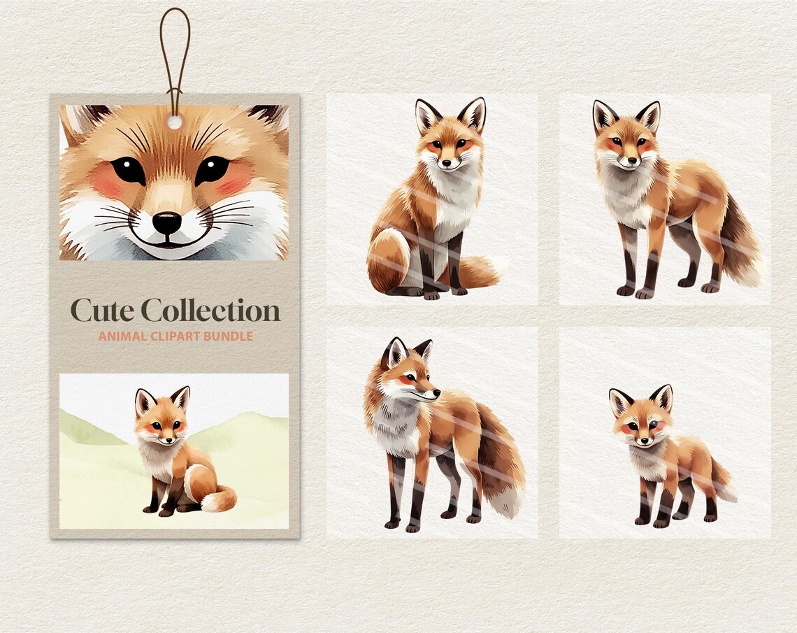Cute Fox Nursery Clipart -digital Illustration - Baby Shower Watercolor ...