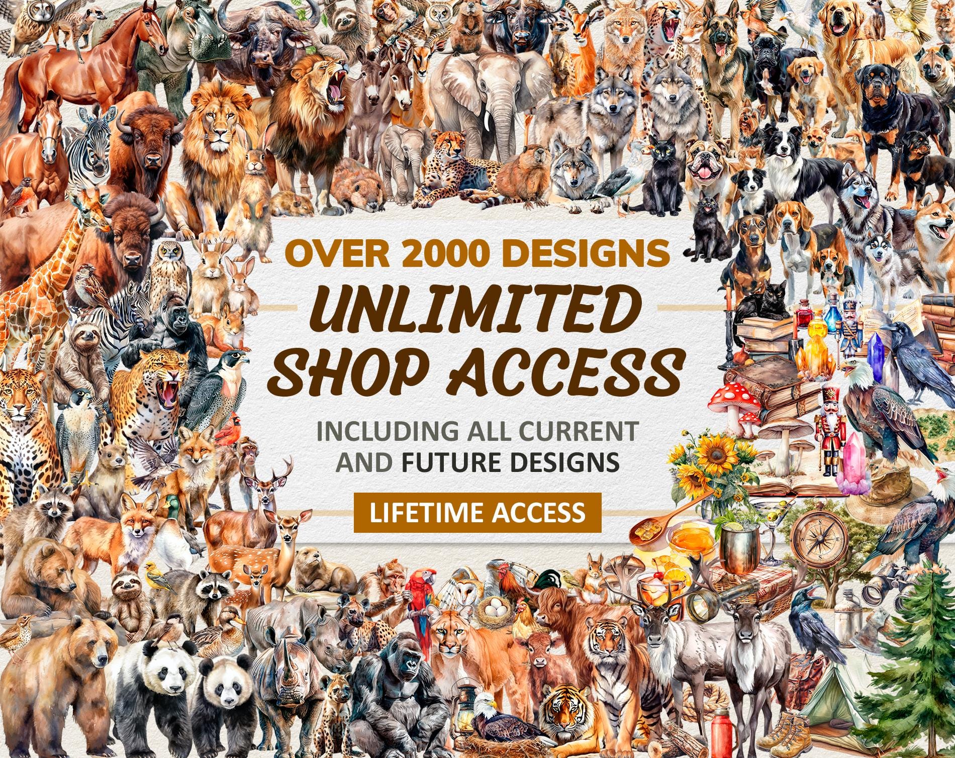 Whole Shop Mega Bundle Full Store - 2000+ Watercolor Clipart Vector Line Art - PNG SVG ...