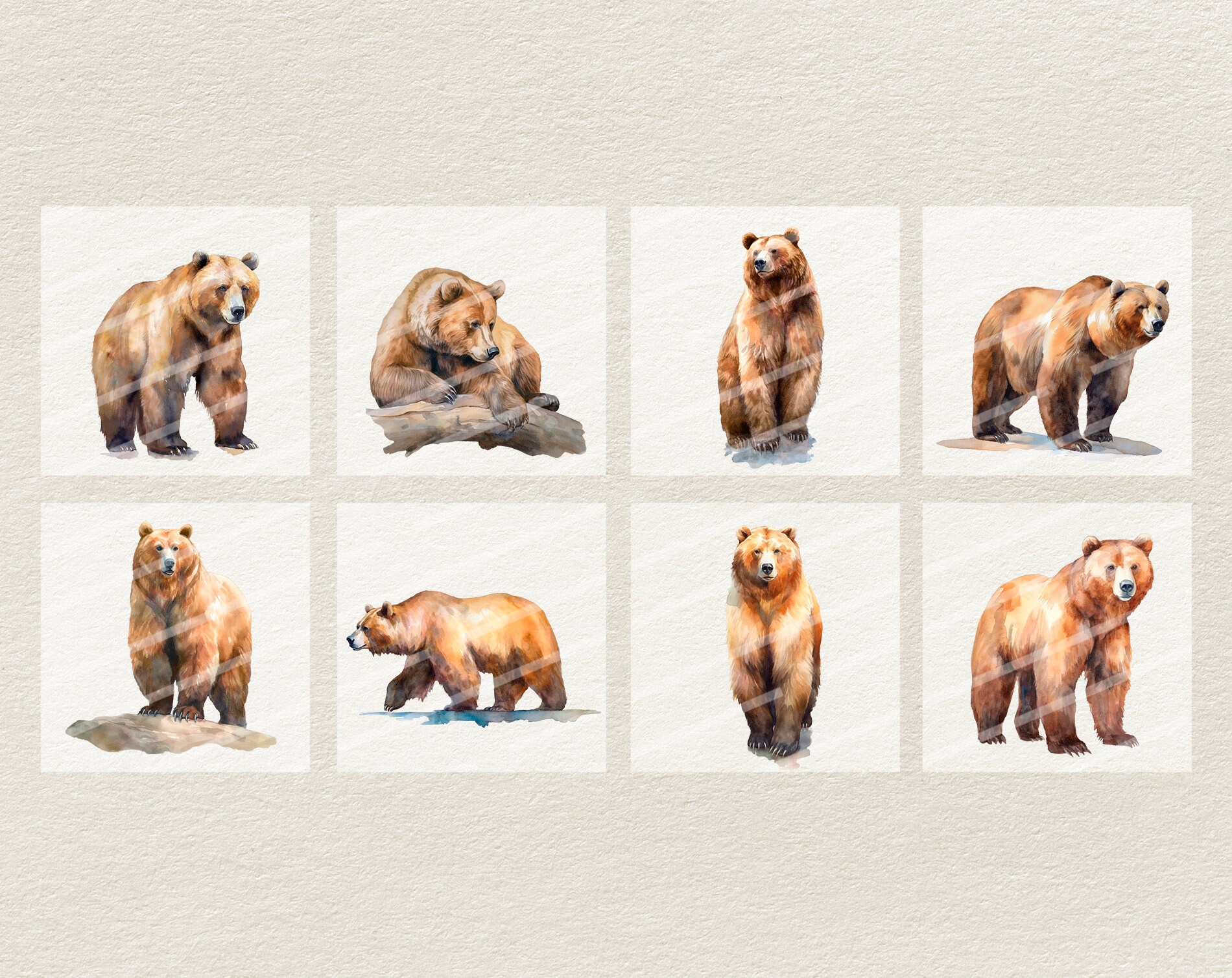 Watercolor Bear Clipart - Digital Illustration - Brown Bear PNG ...