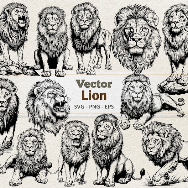 Lion Line Art - Etsy
