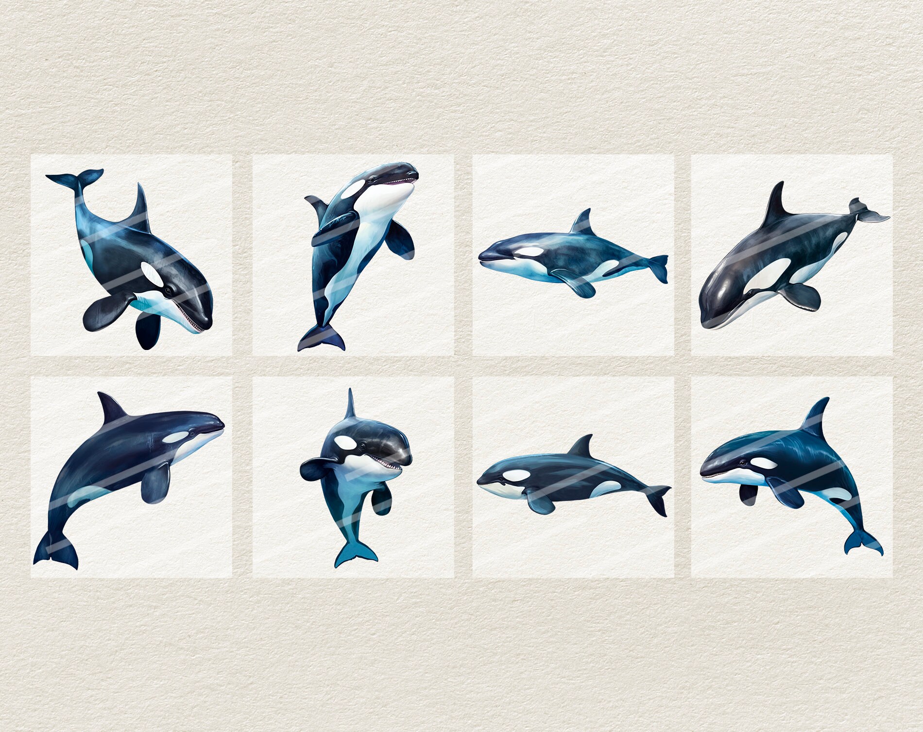 Watercolor Orca Clipart - Digital Illustration Killer Whale - Orcas PNG ...
