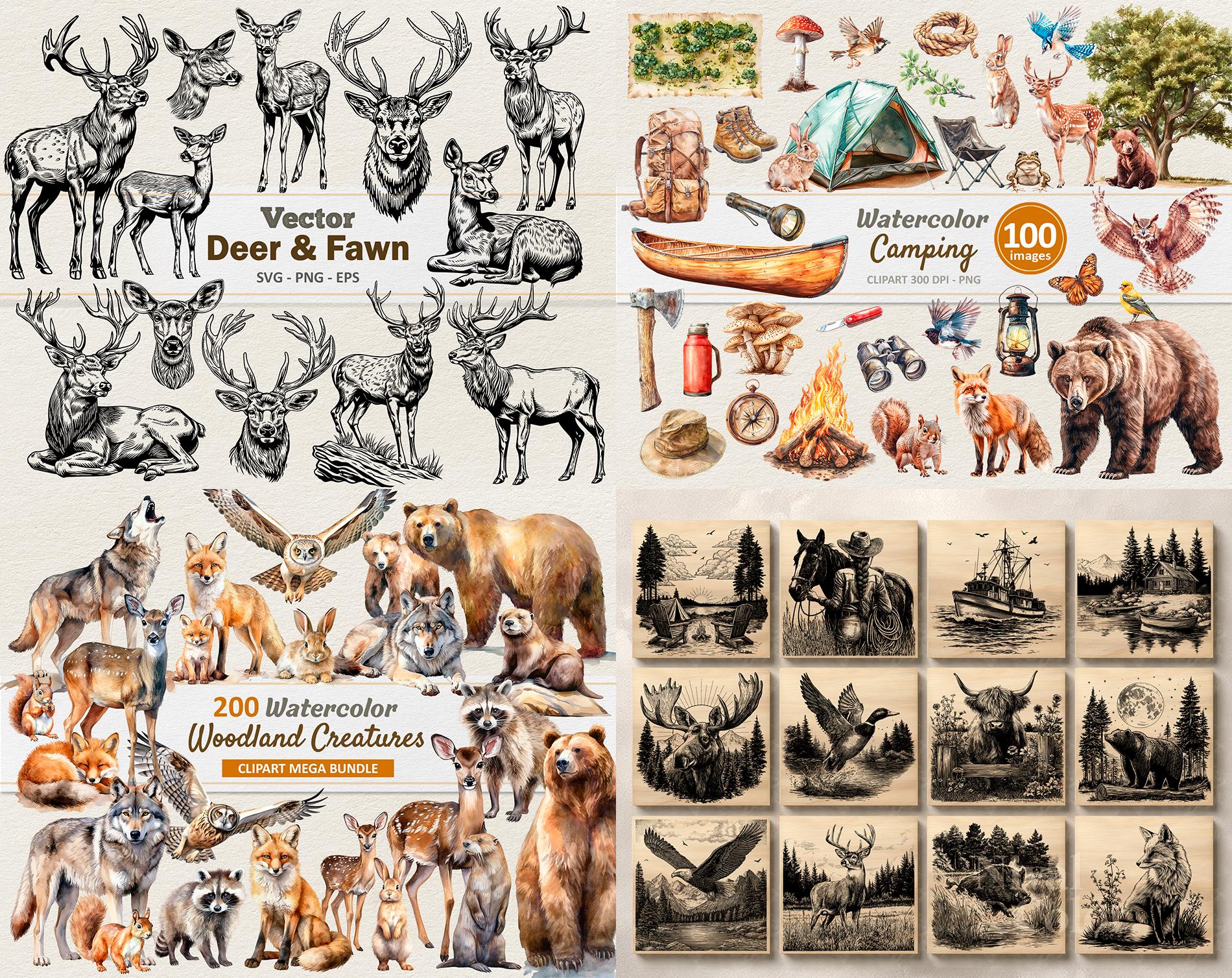 Whole Shop Mega Bundle Full Store - 2000+ Watercolor Clipart Vector ...