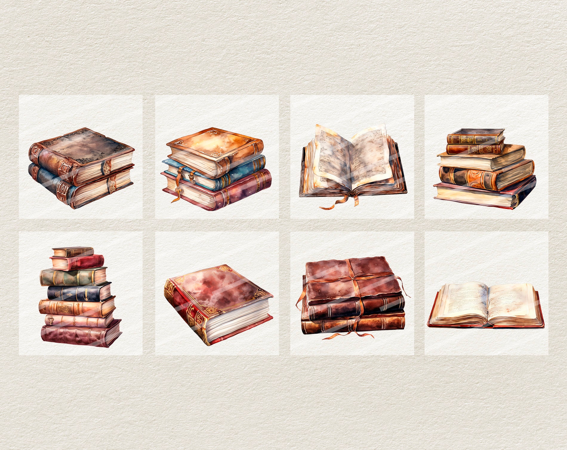 Watercolor Books Clipart Digital Illustration Old Book - Etsy