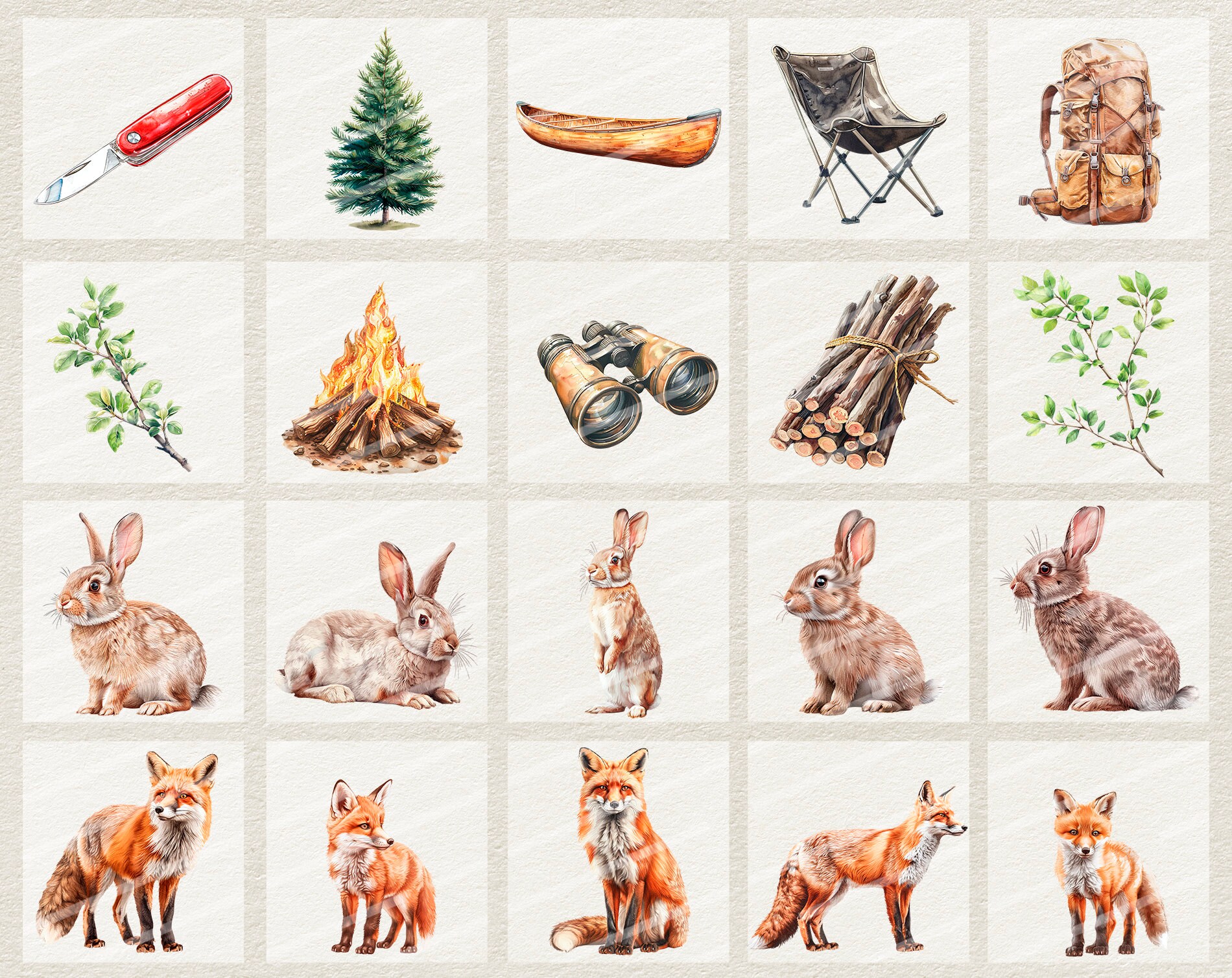 Watercolor Camping Clipart - Digital Illustration Outdoor Gear ...