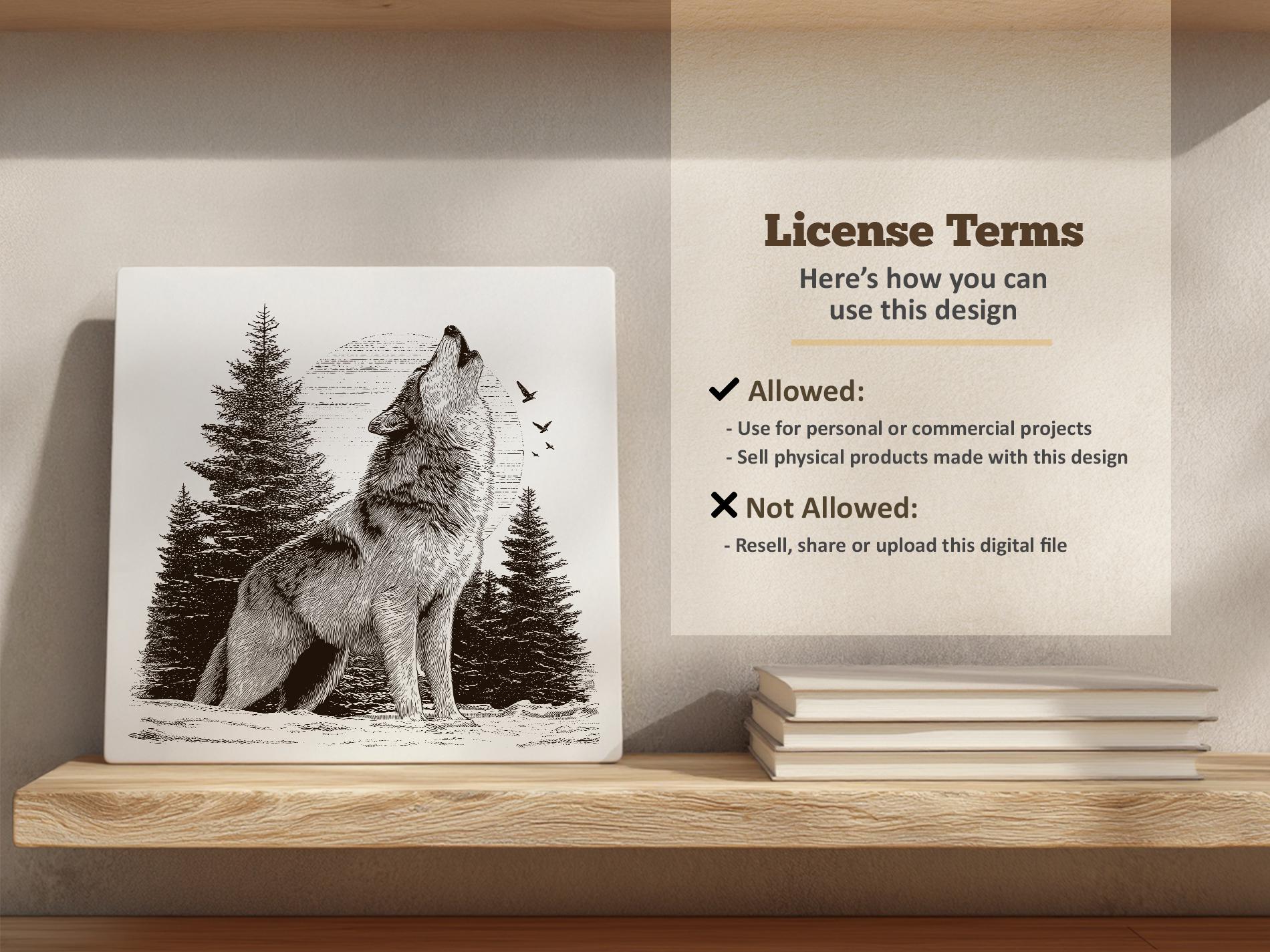 Wolf Vector Illustration SVG – Howling Wolf Line Art PNG - Laser ...