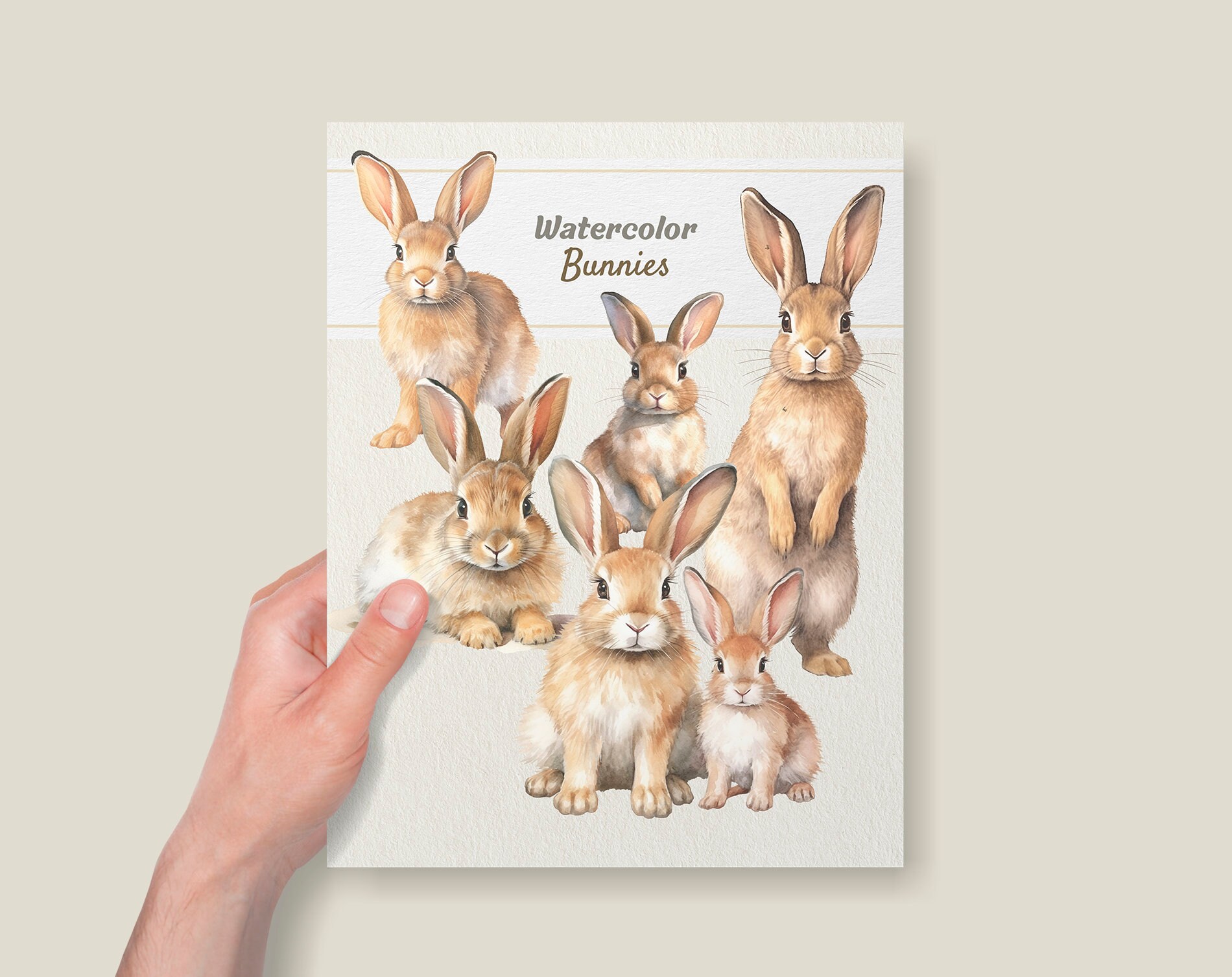 Watercolor Bunnies Clipart Digital Illustration Bunny Rabbit PNG ...