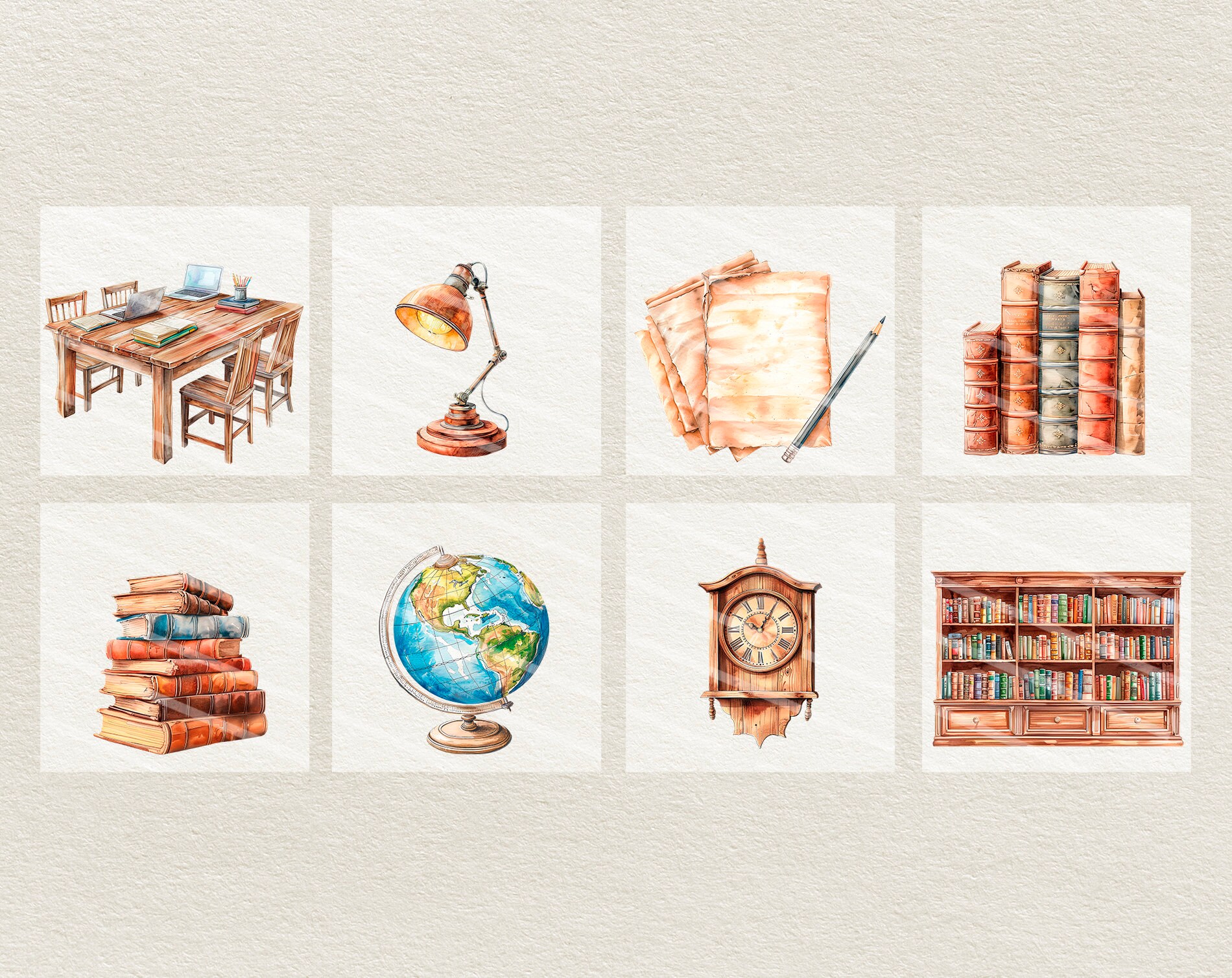 Watercolor Library Clipart - Digital Illustration Bookshelves - Old ...