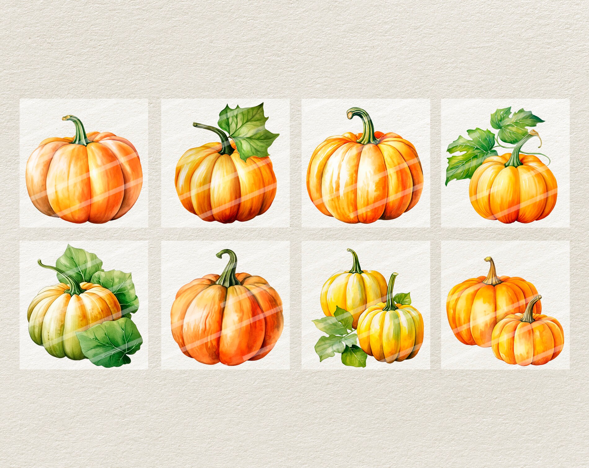 Watercolor Pumpkin Clipart Digital Illustration Pumpkin - Etsy