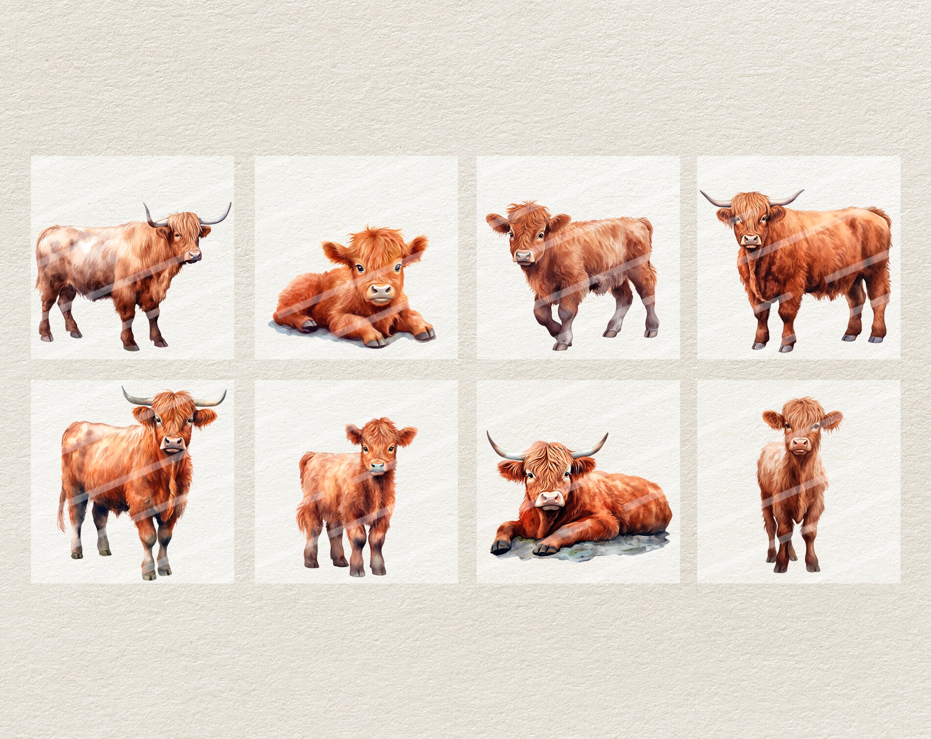 Watercolor Highland Cow Clipart - Digital Illustration - Highland ...