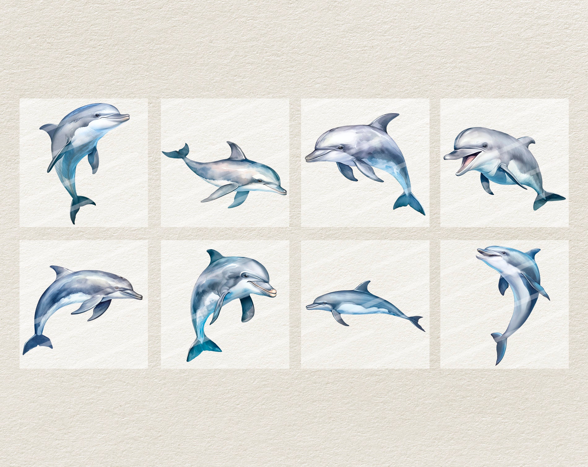Watercolor Dolphin Clipart - Digital Illustration Dolphins - Bottlenose ...