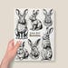 Vector Bunnies Clipart - Line Art Digital Illustration - Bunny Rabbit ...