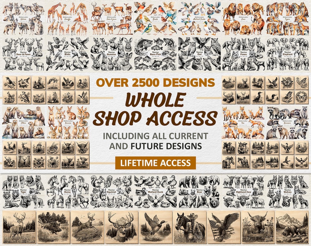 Whole Shop Mega Bundle 2500+ Designs - Vector Line Art - Clipart PNG ...