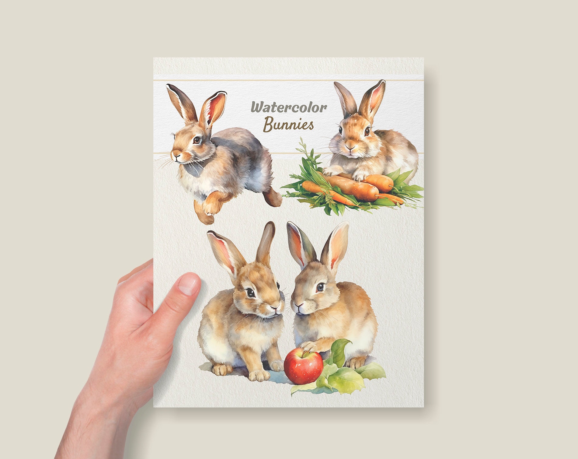 Watercolor Bunnies Clipart V2 Digital Illustration Bunny Rabbit PNG ...