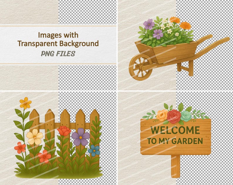 Watercolor Gardening Clipart - Digital Illustration Garden Tools ...