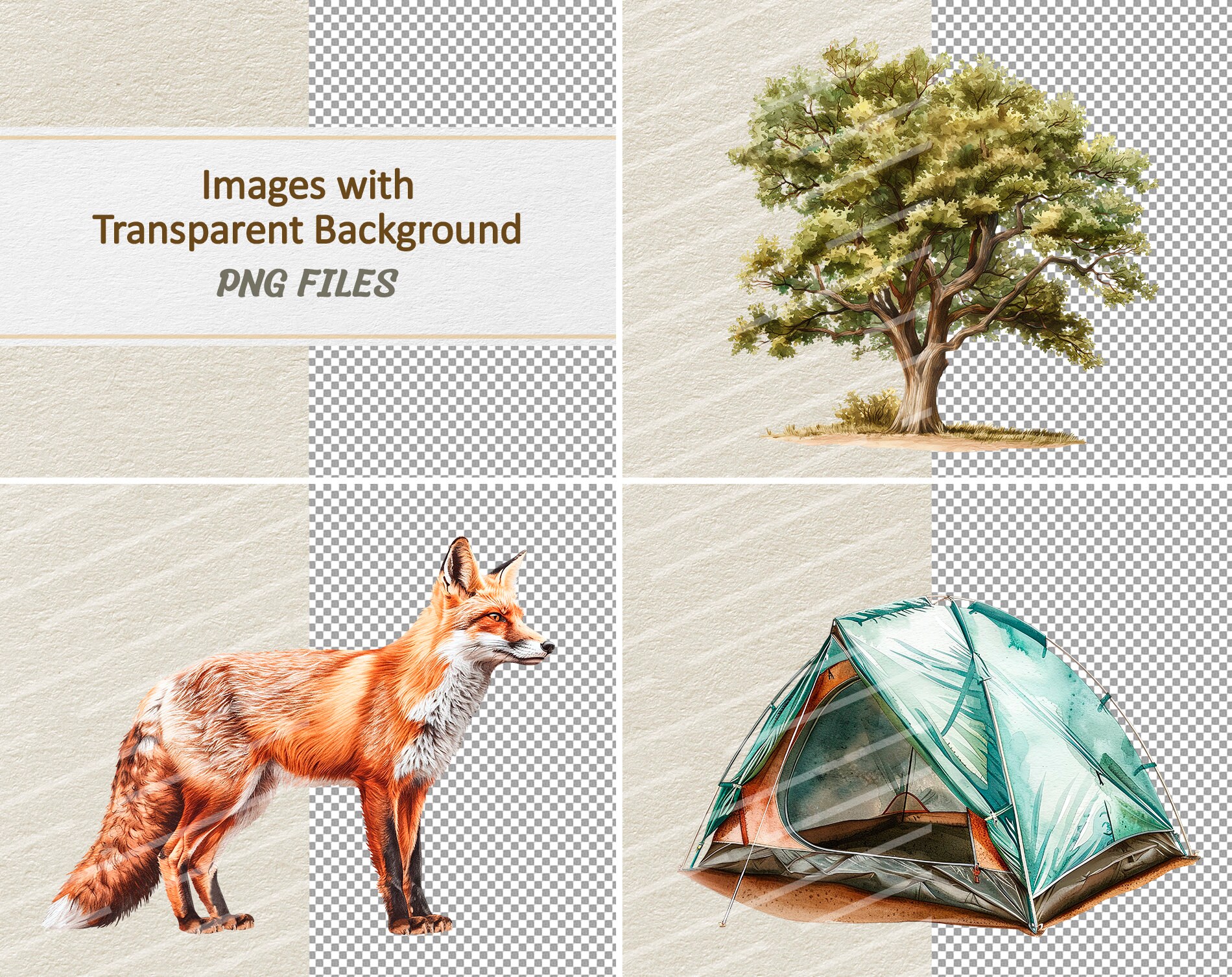 Watercolor Camping Clipart - Digital Illustration Outdoor Gear ...