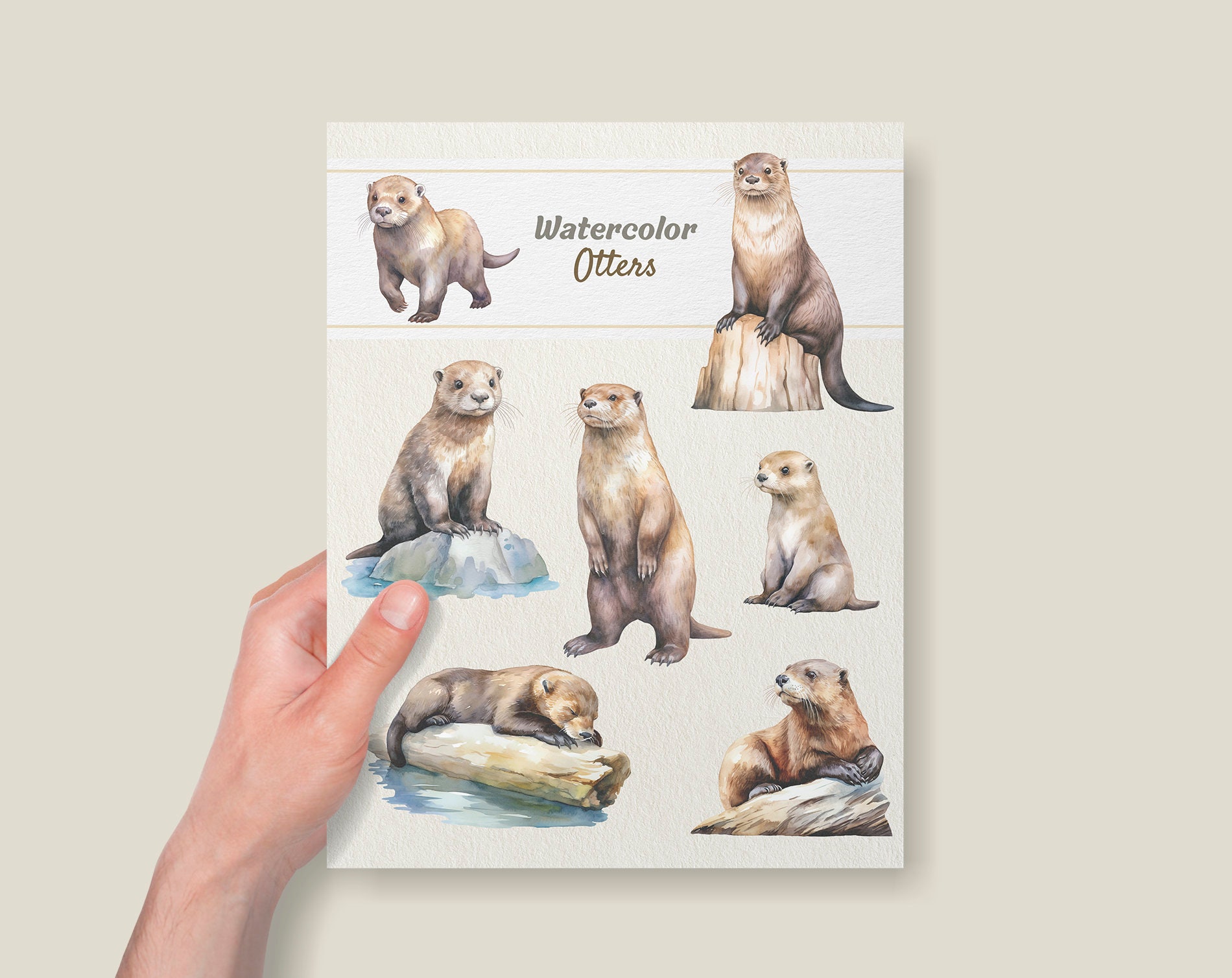 Watercolor Otter Clipart - Digital Illustration - Baby Otters PNG ...