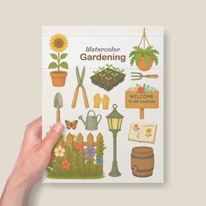 Watercolor Gardening Clipart - Digital Illustration Garden Tools ...