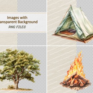 Watercolor Camping Clipart - Digital Illustration Outdoor Gear ...