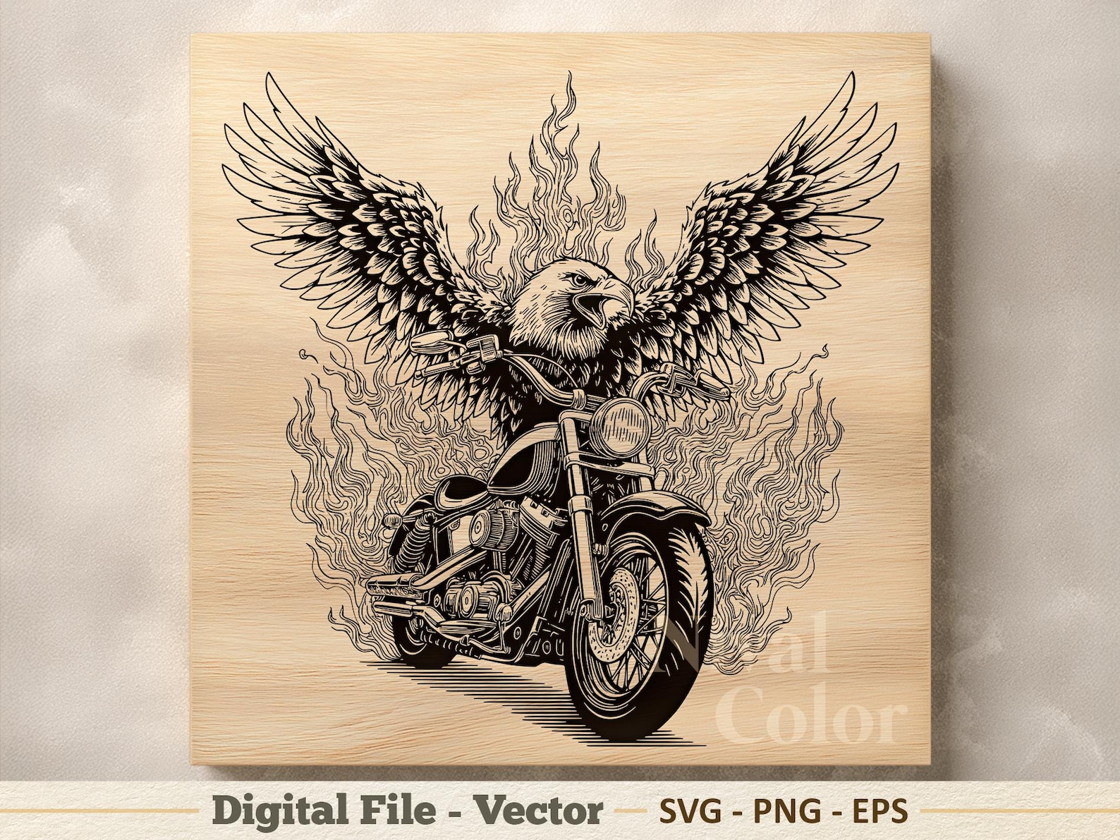 Eagle Rider Vector Illustration SVG – Bald Eagle Motorcycle Line Art ...