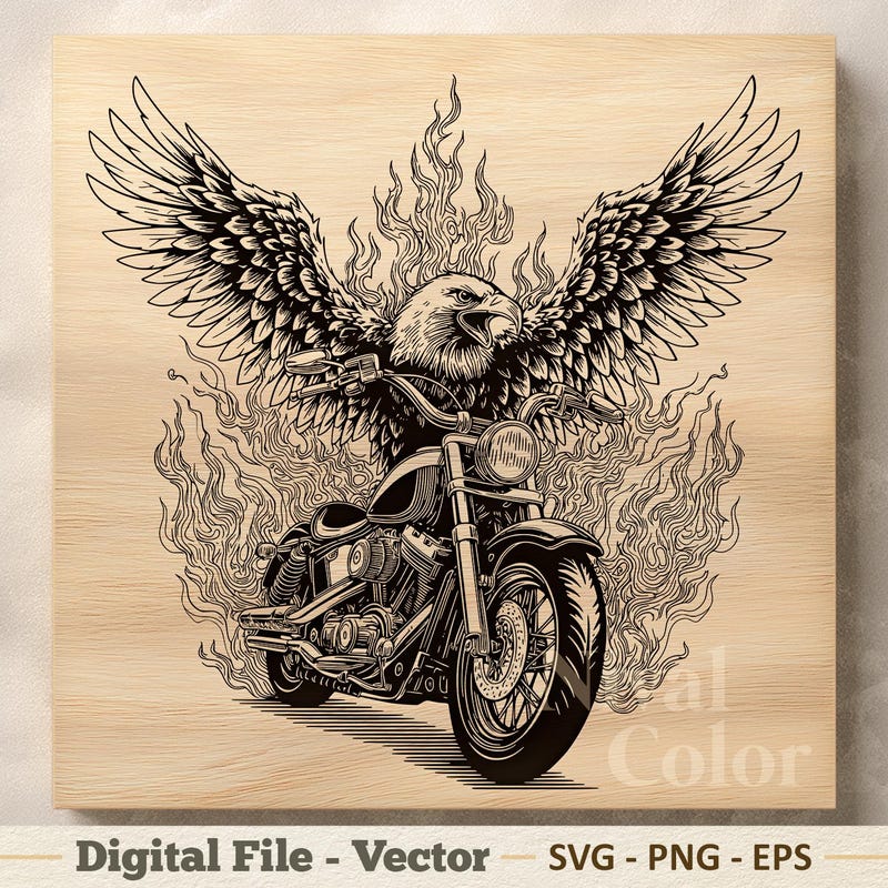 Motorcycle Eagle Vector - Etsy