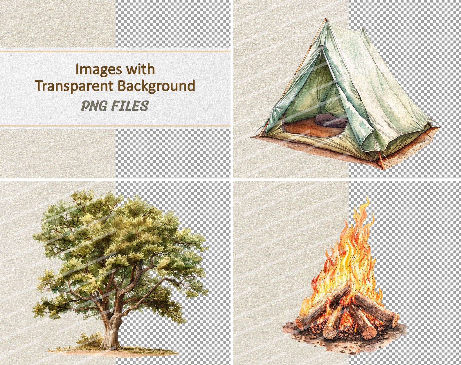Watercolor Camping Clipart Digital Illustration Outdoor Gear Campsite ...