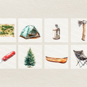 Watercolor Camping Clipart - Digital Illustration Outdoor Gear ...