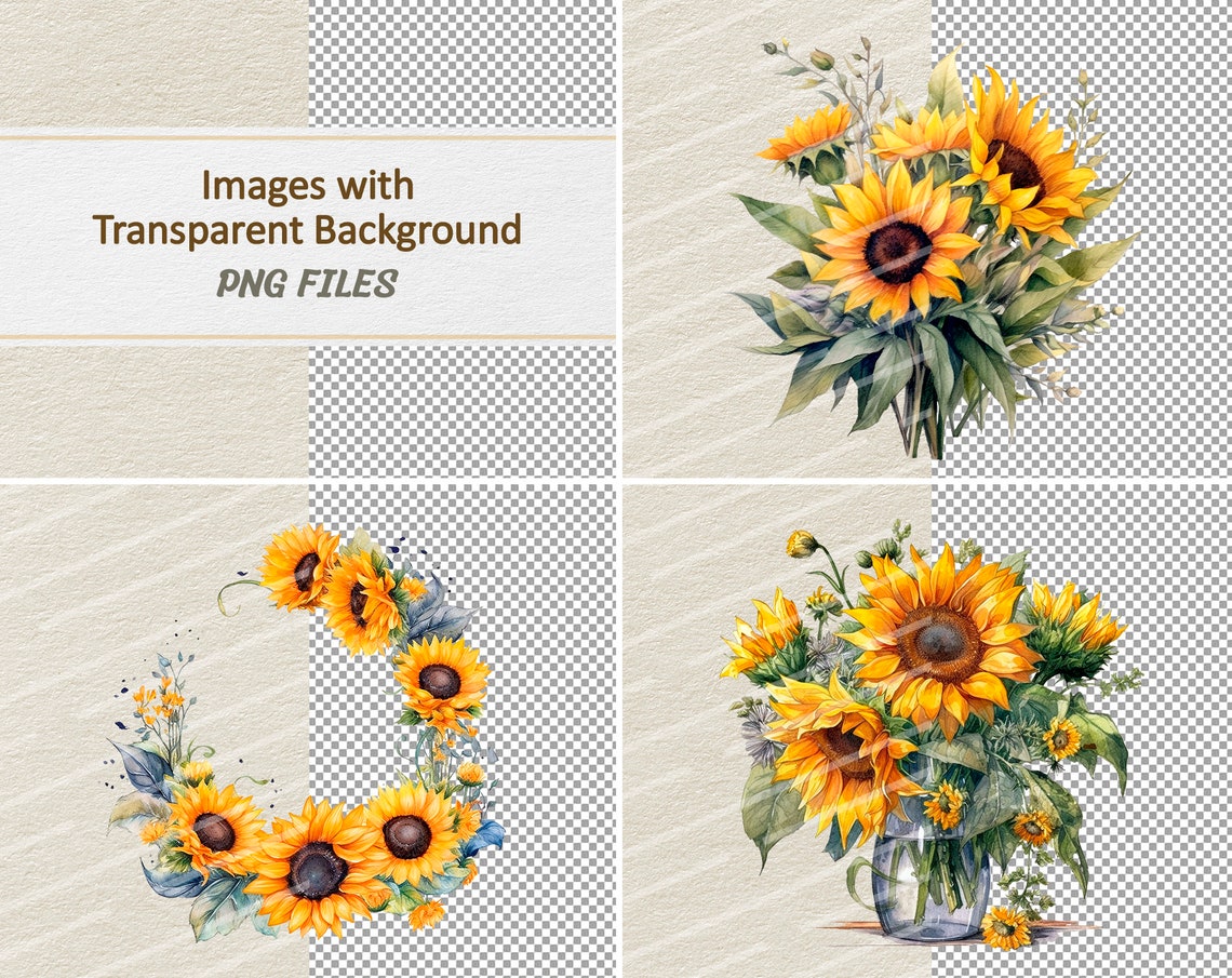 Watercolor Sunflowers Clipart Spring Summer Flowers Digital ...