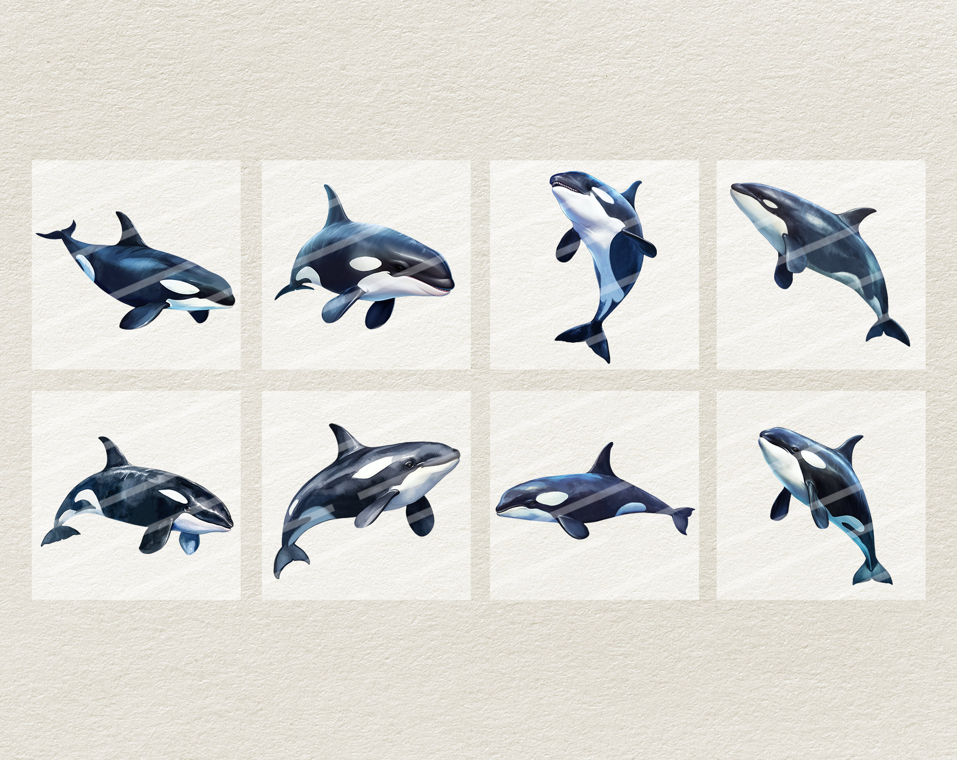 Watercolor Orca Clipart - Digital Illustration Killer Whale - Orcas PNG ...