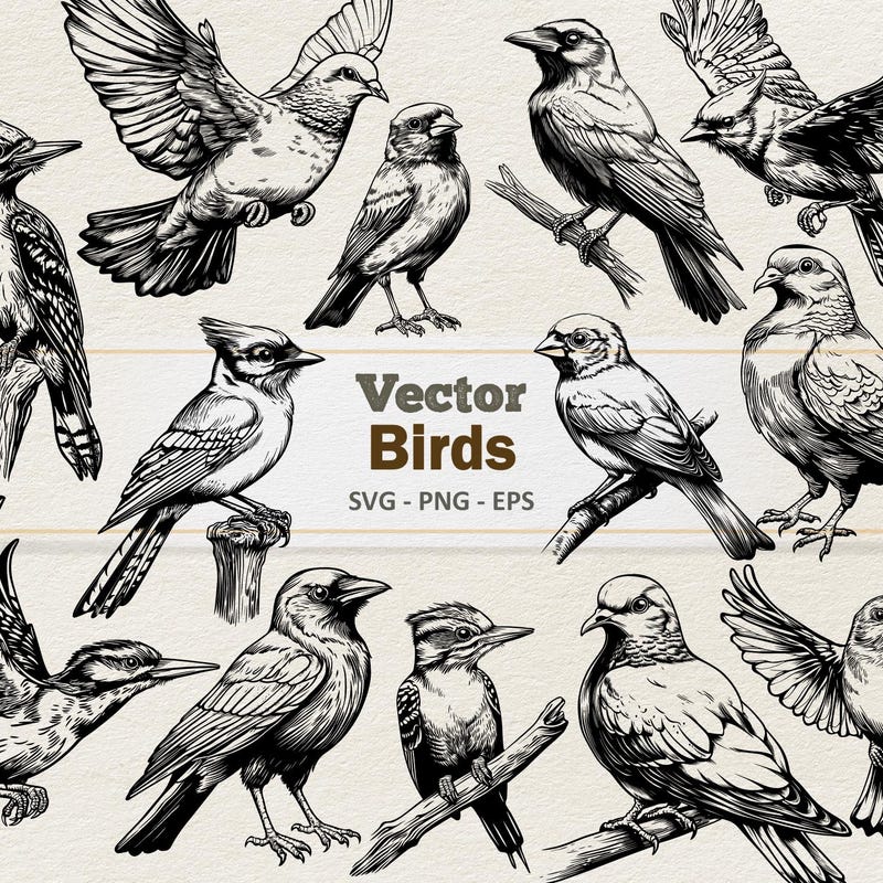 Birds Vector Line Art - Etsy UK