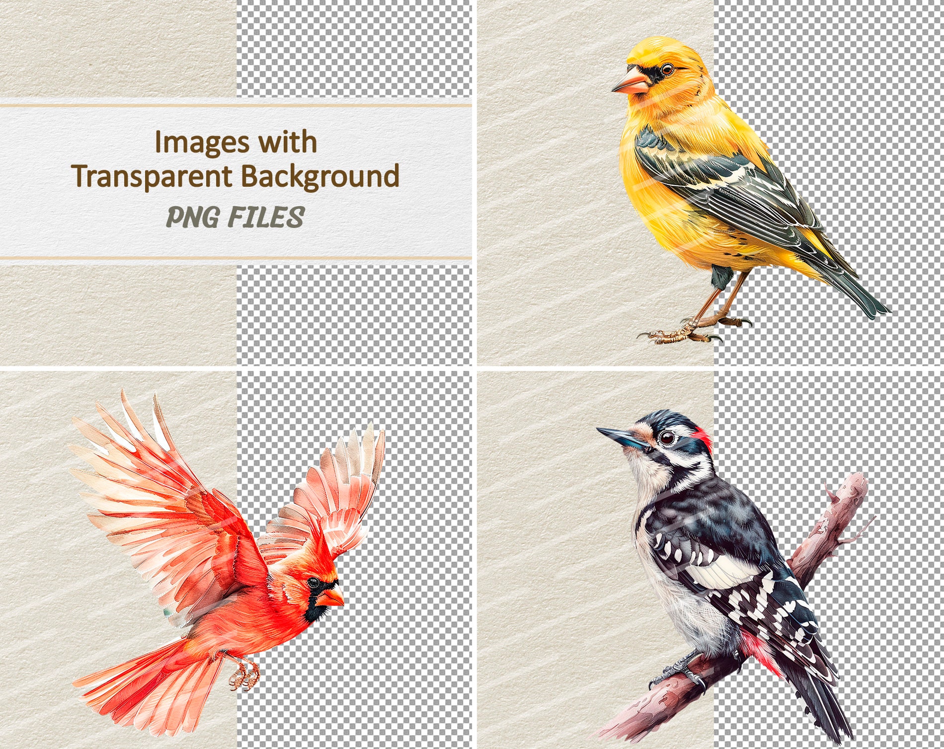 Watercolor Bird Clipart - Digital Illustration Spring - Woodland Birds ...