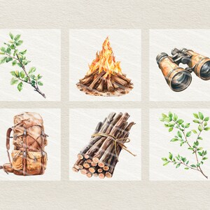 Watercolor Camping Clipart - Digital Illustration Outdoor Gear ...