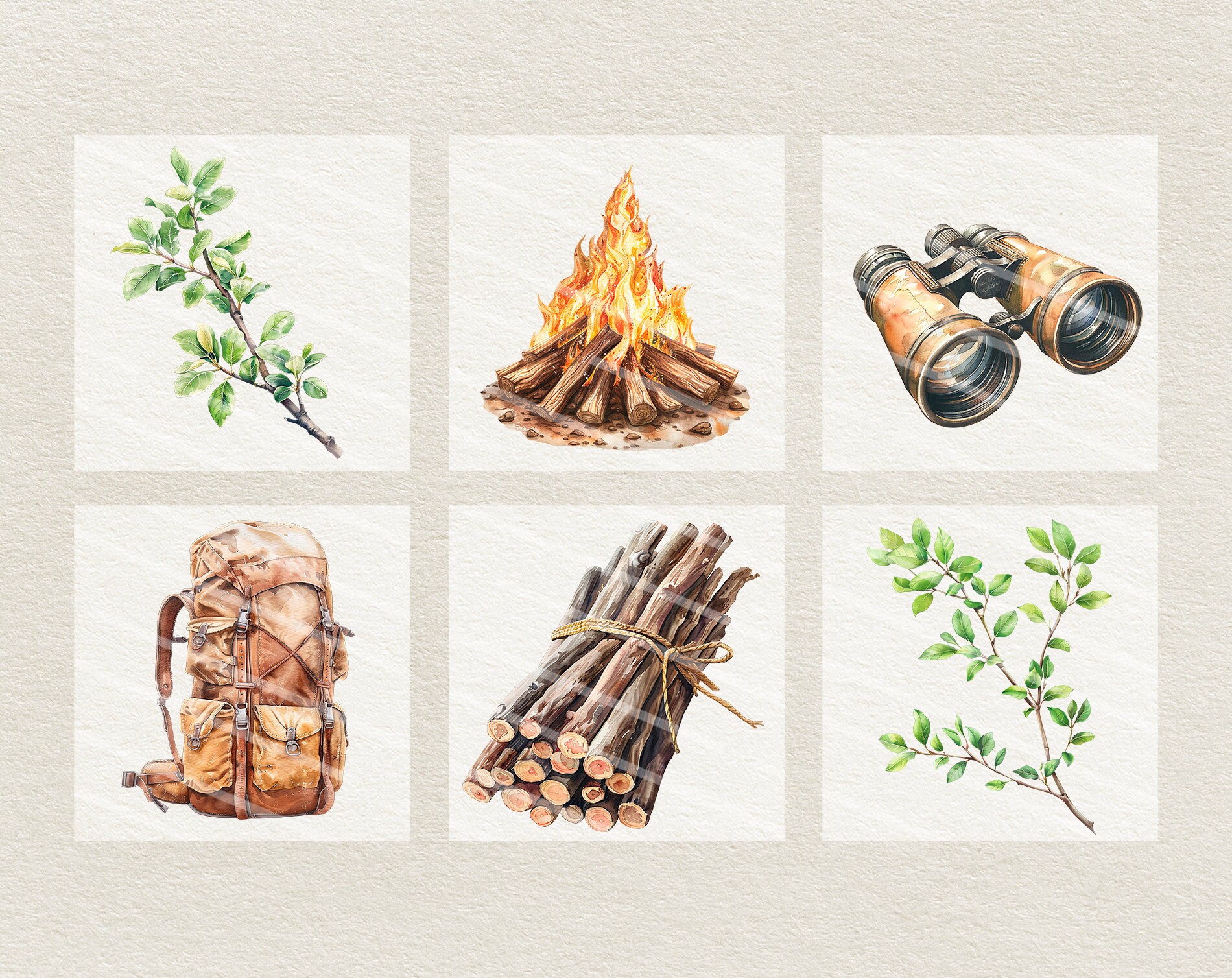 Watercolor Camping Clipart - Digital Illustration Outdoor Gear ...