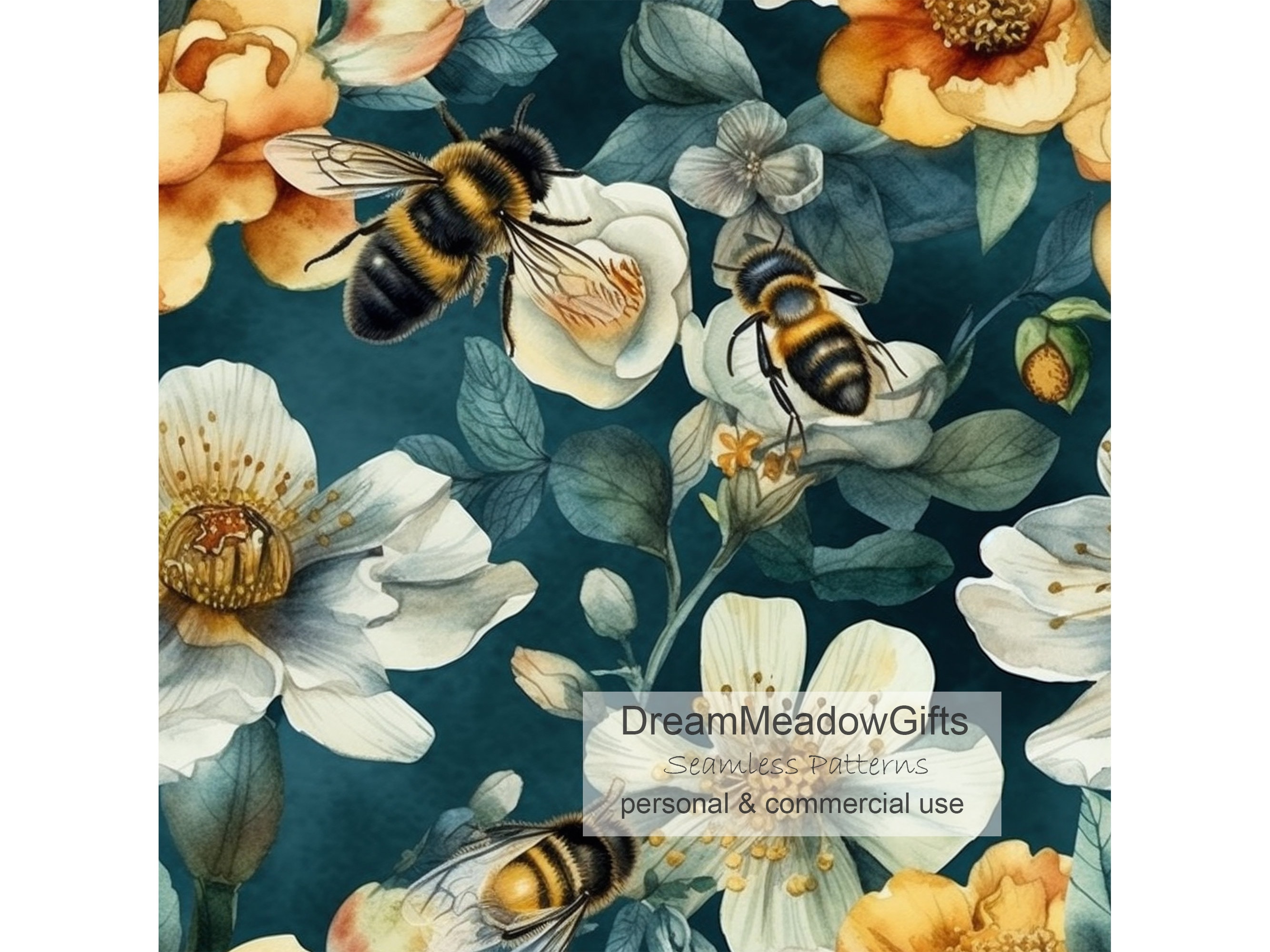 Honey Bee Seamless Pattern, Bee Seamless File, - Etsy