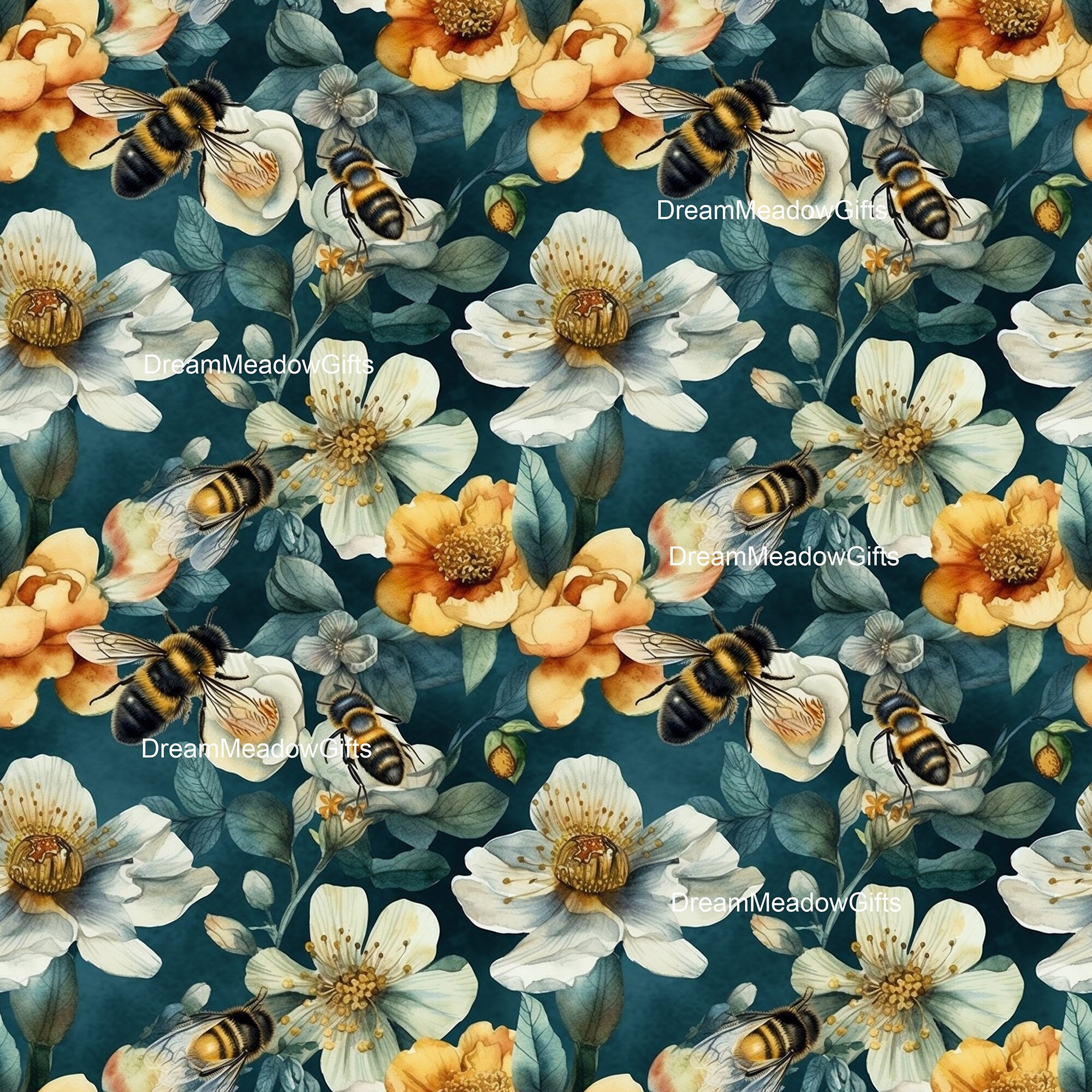 Honey Bee Seamless Pattern, Bee Seamless File, - Etsy