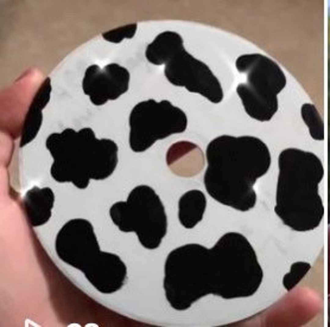 Hand Painted Cow Print Cd - Etsy