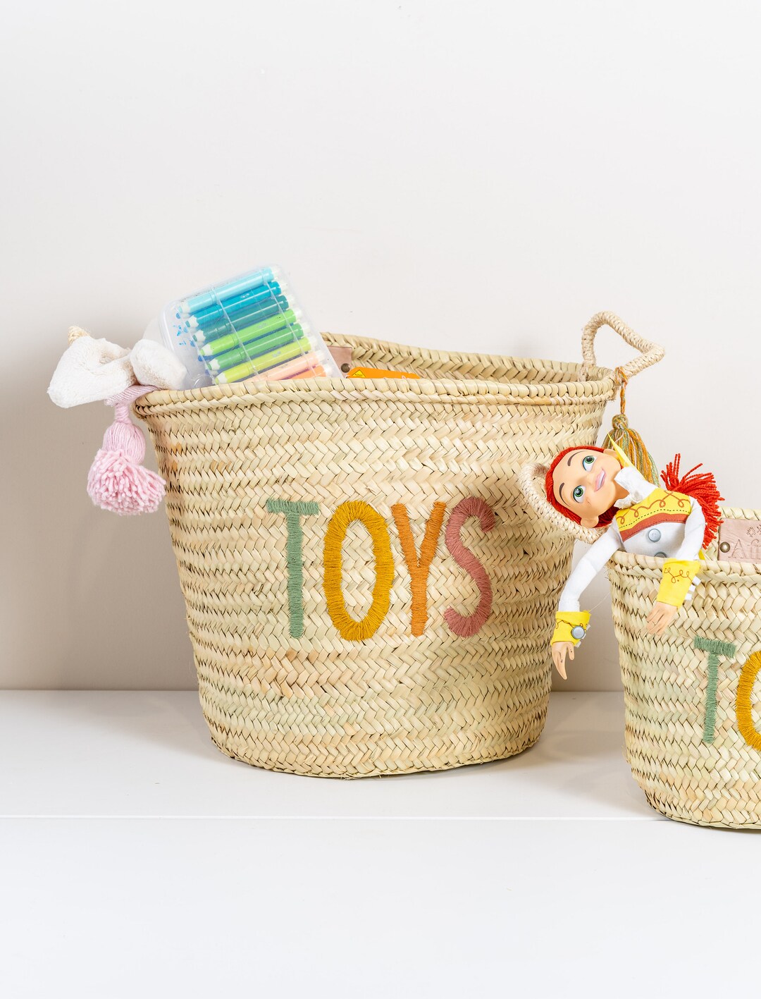 Toys Storage Basket Kids Basket Wicker Nursery Storage Basket Moroccan ...