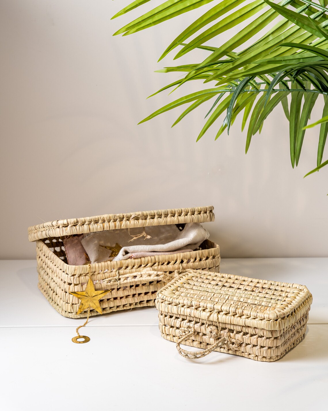 Palm Leaf Suitcase Baby Suitcase Natural Storage Basket Christmas Gift ...