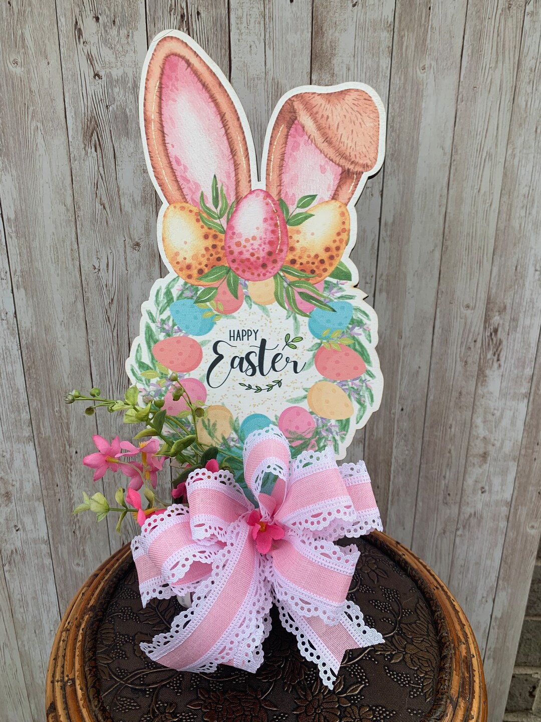 Easter Bunny Shelf Sitter With Easel. Easter Floral Arrangement or ...